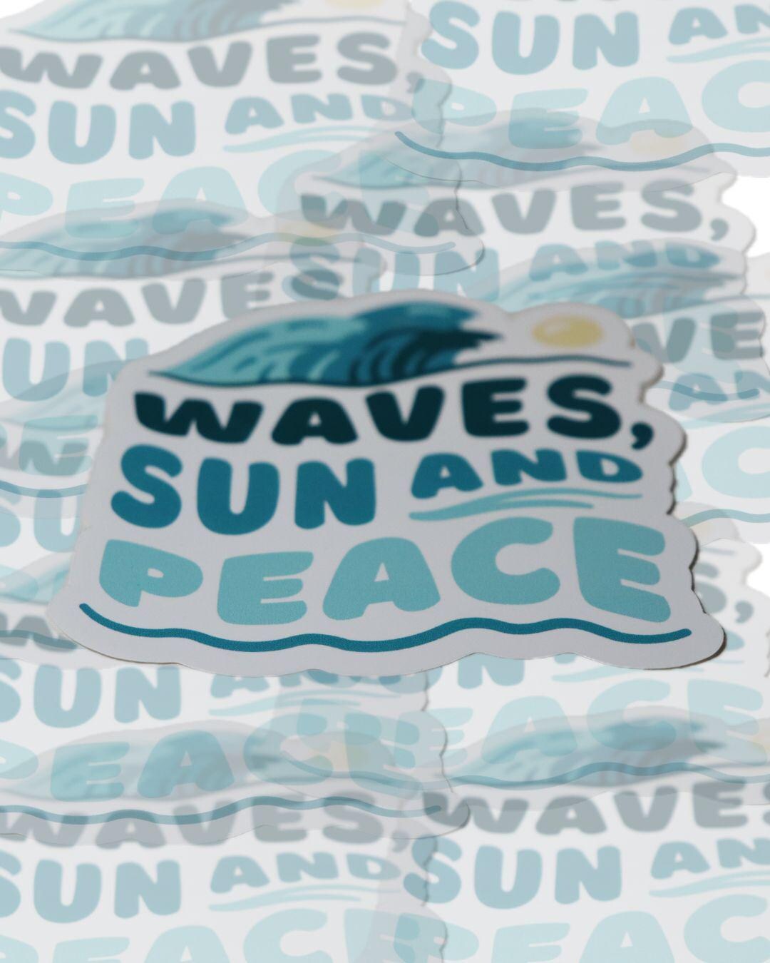 Waves Sun and Peace Sticker - Etsy