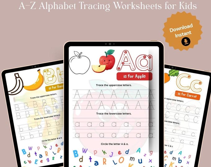 A–Z Alphabet Tracing Worksheets for Kids | ABC Handwriting Practice ...