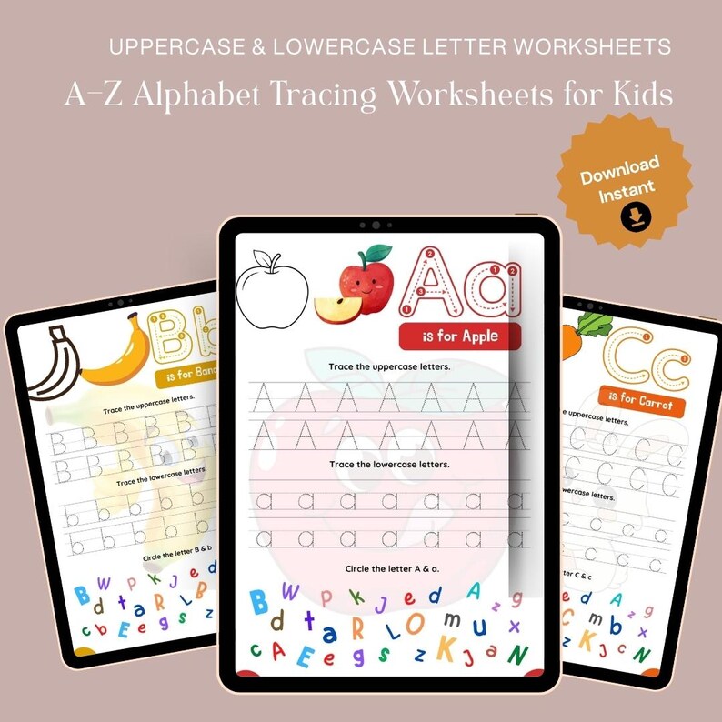 A–Z Alphabet Tracing Worksheets for Kids | ABC Handwriting Practice ...