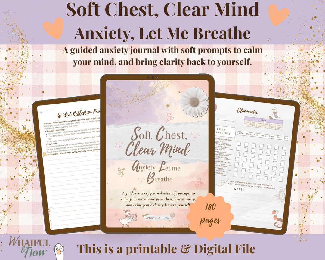 Anxiety Relief Journal Printable • Guided Healing Workbook ...
