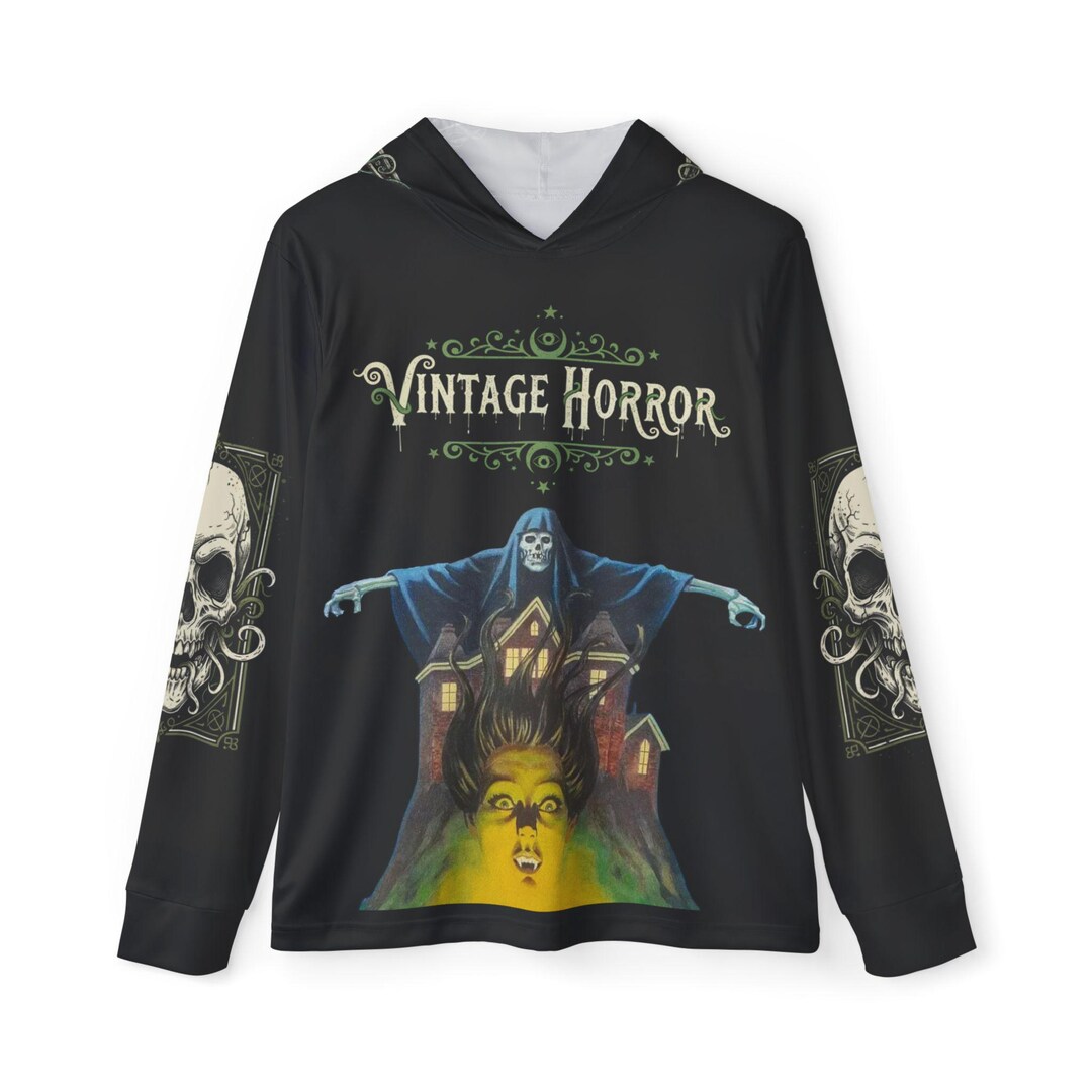 Vintage Horror Pulp Lovecraft Artwork Hoodie | Skull Sleeve All-over ...
