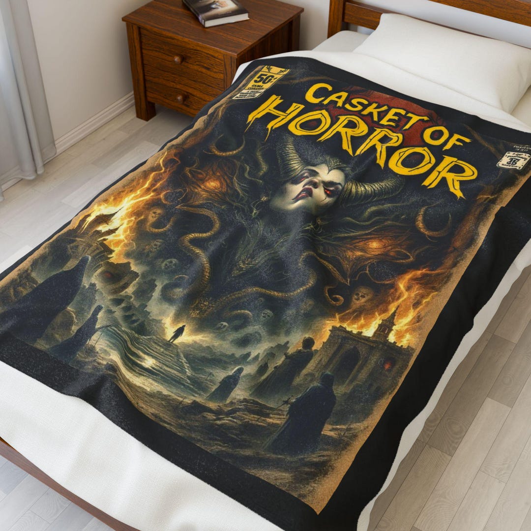 Casket of Horror Demon Queen Illustration Velveteen Plush Blanket ...