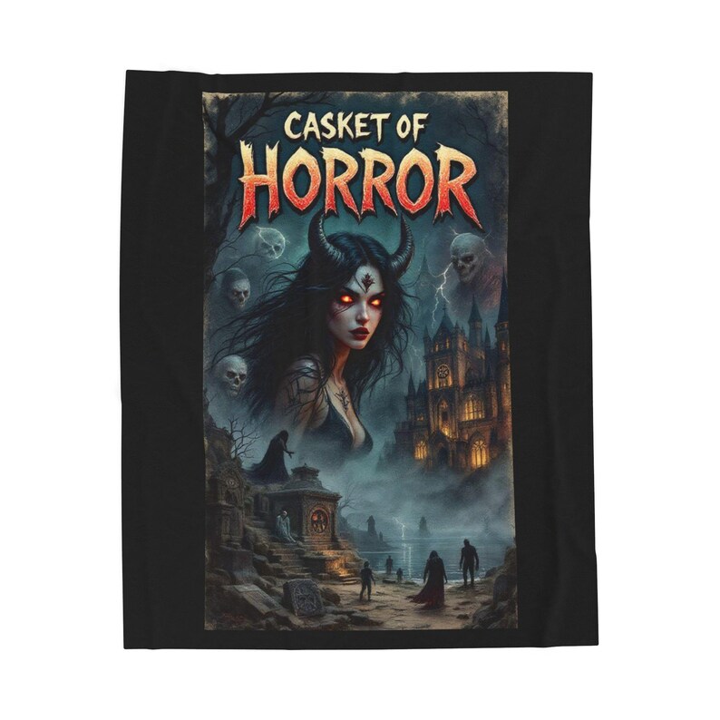 Casket of Horror She-demon's Lair Velveteen Plush Blanket | Gothic ...