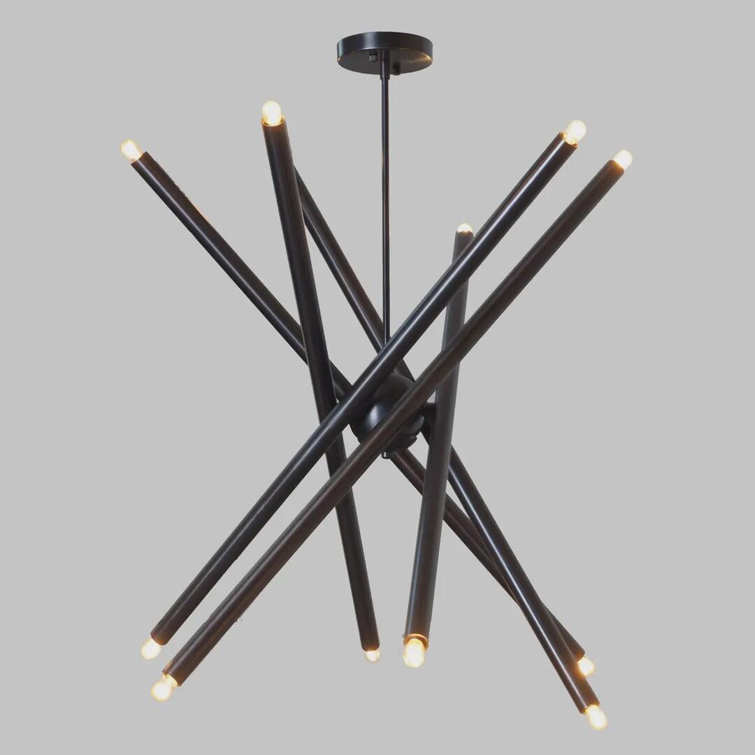 Modern Black Sputnik Chandelier, Brass Geometric Pendant Light - Etsy