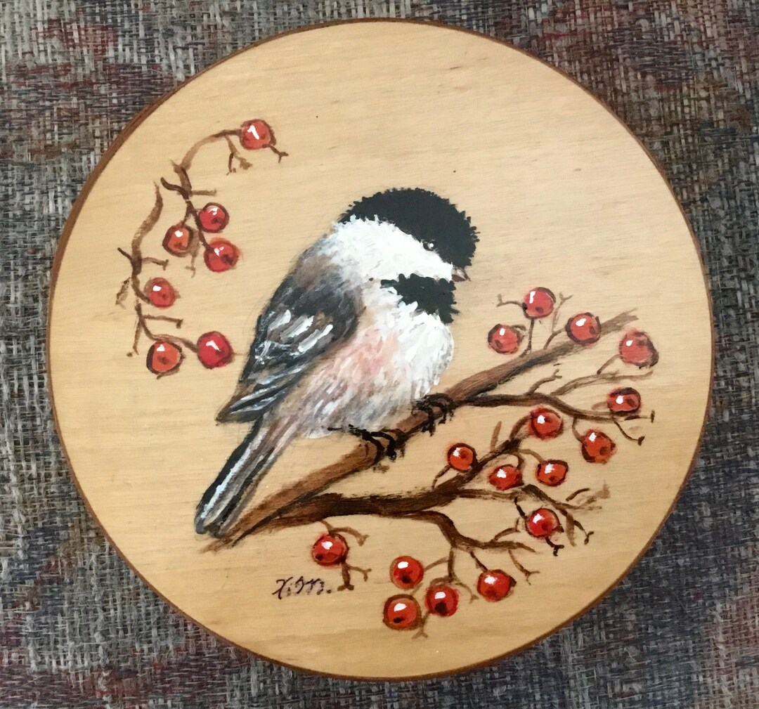 Chickadee Art, Chickadee Shaker Box, Round Wood Shaker Box Original ...