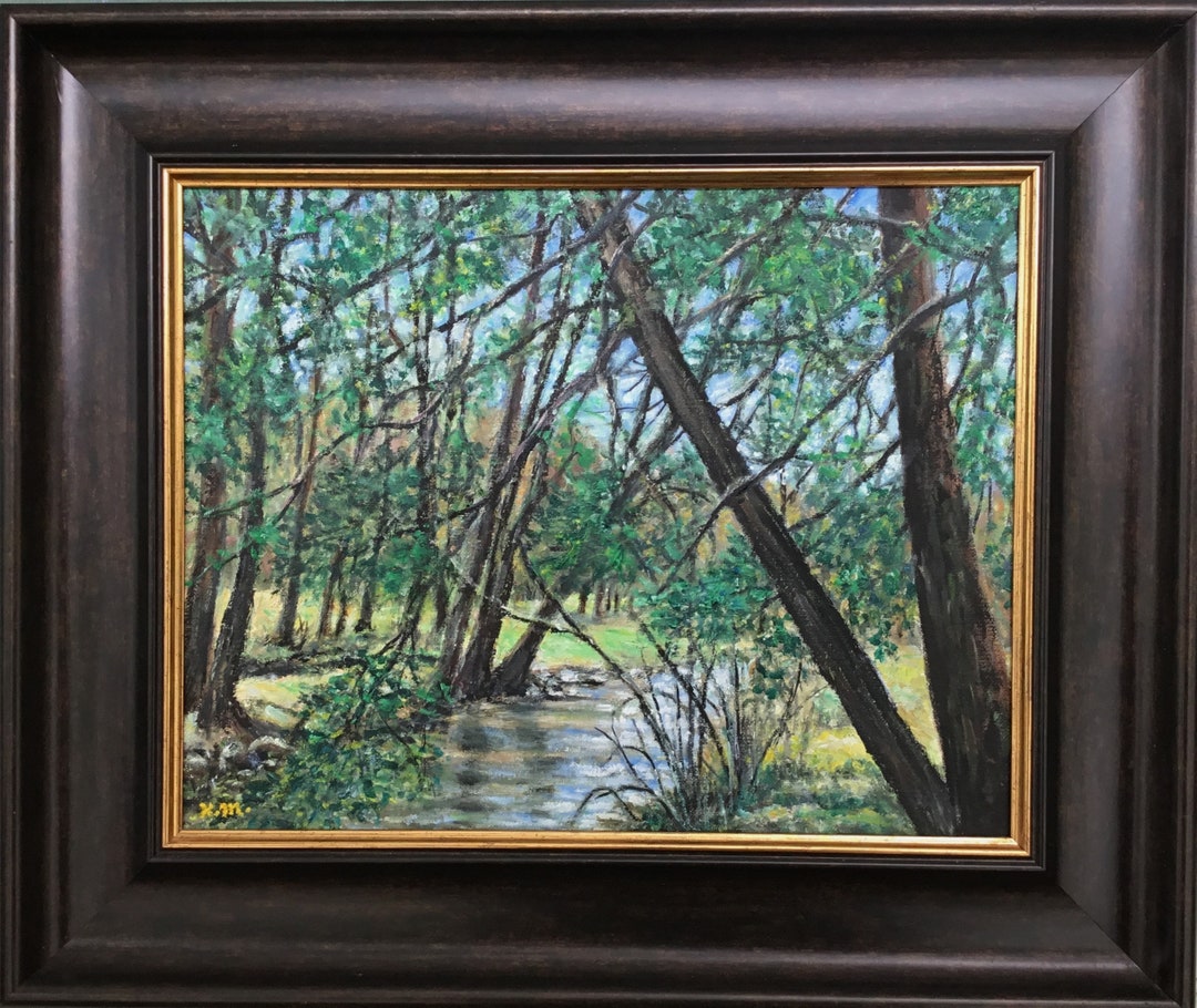 MOON BROOK at College Park - Original Framed Oil Landscape Painting by ...