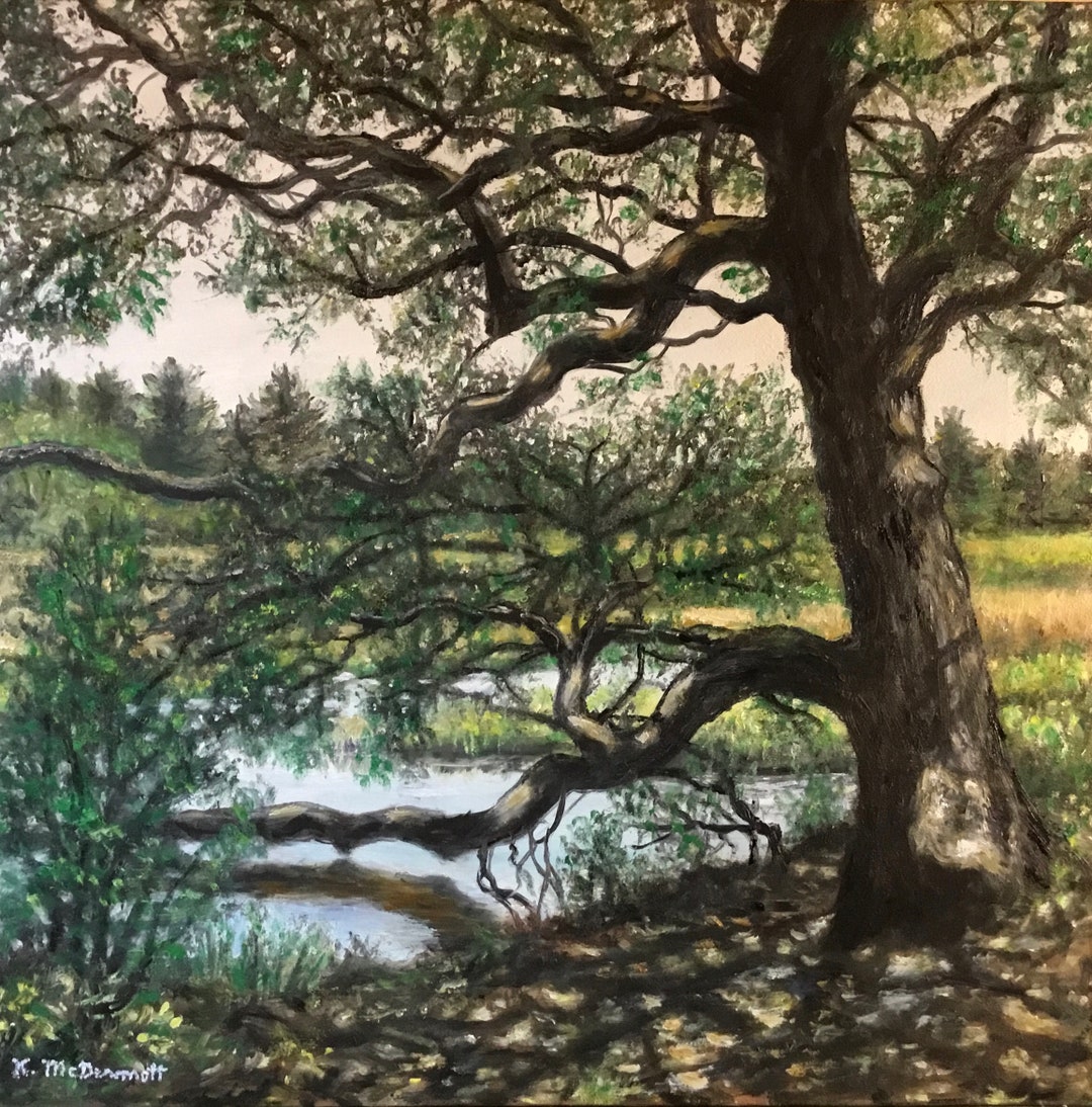 MARSH OAK at Vereen Gardens, Original Unframed Oil Landscape Painting ...