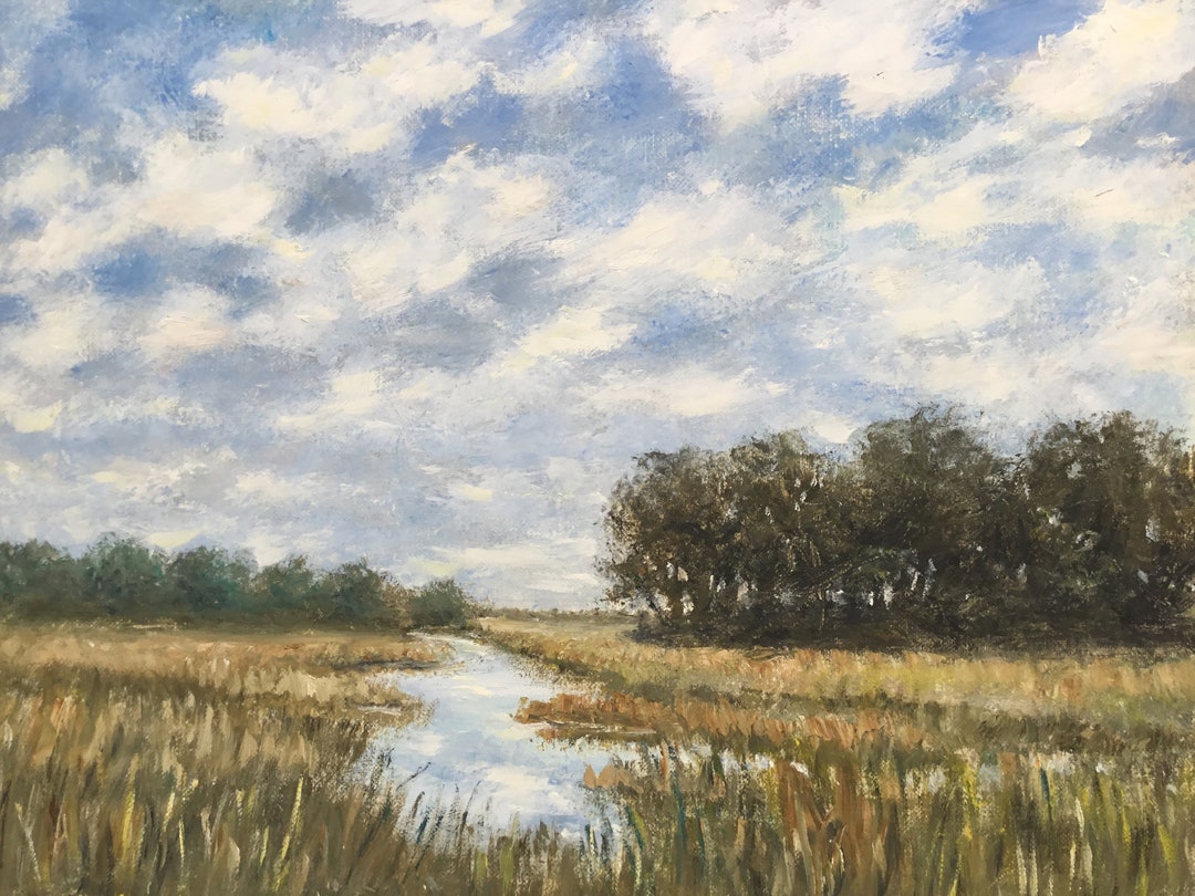 MARSH MORNING Original Unframed 9X12 Inch Oil Landscape Painting by K ...