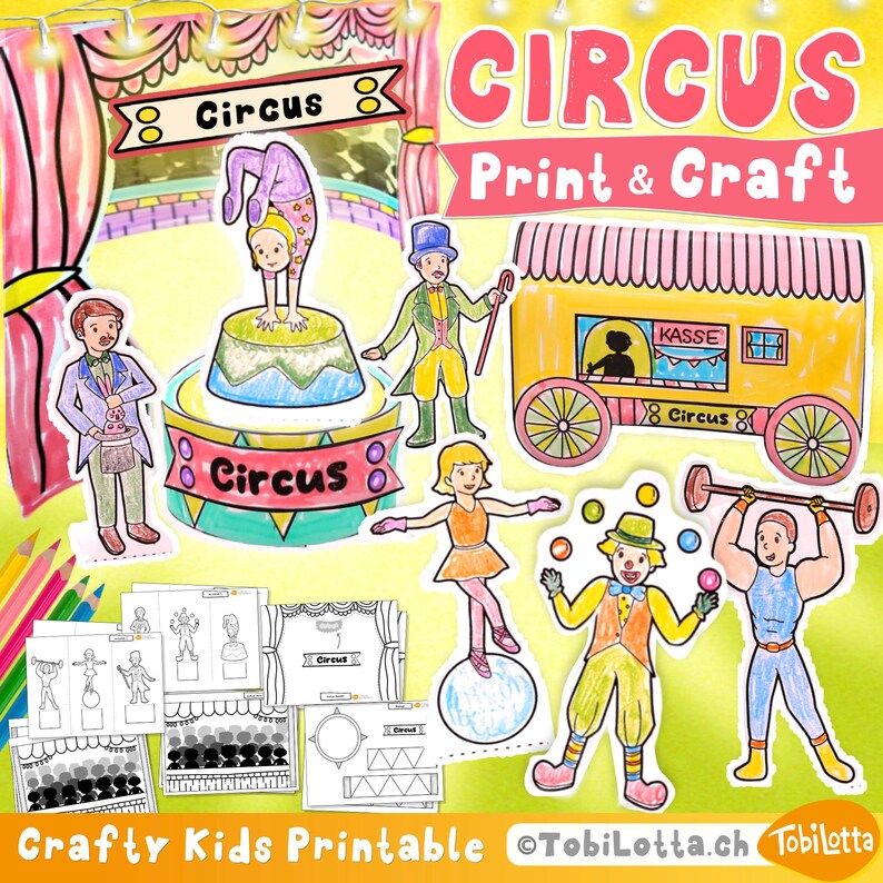 Circus Printable Craft Template for Kids – DIY Circus Play Set ...
