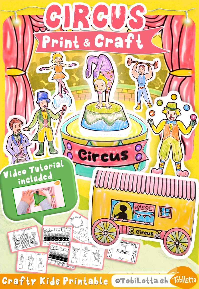 Circus Printable Craft Template for Kids – DIY Circus Play Set ...