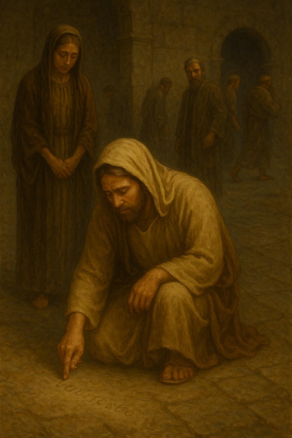 Jesus Writing in the Dust Art – John 8 Christian Home Decor (digital ...