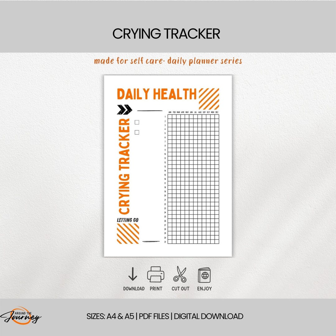 Crying Tracker - Printable Journal Page - Planner Page - Crying Log ...