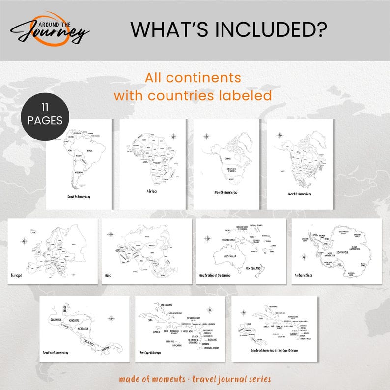 World Map Bundle – Labeled Continent & Country Maps – Printable Travel ...