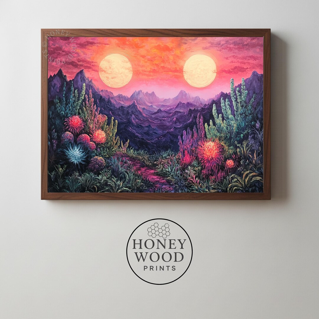 Sci-fi Alien Jungle Printable Art - Surreal Two Suns Landscape ...