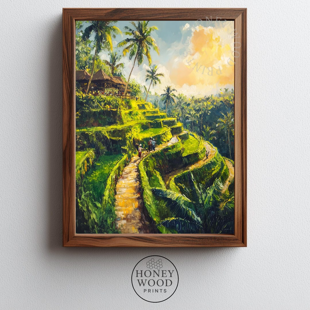 Tropical Scene Printable - Balinese Rice Terraces in Golden Hour Glow ...