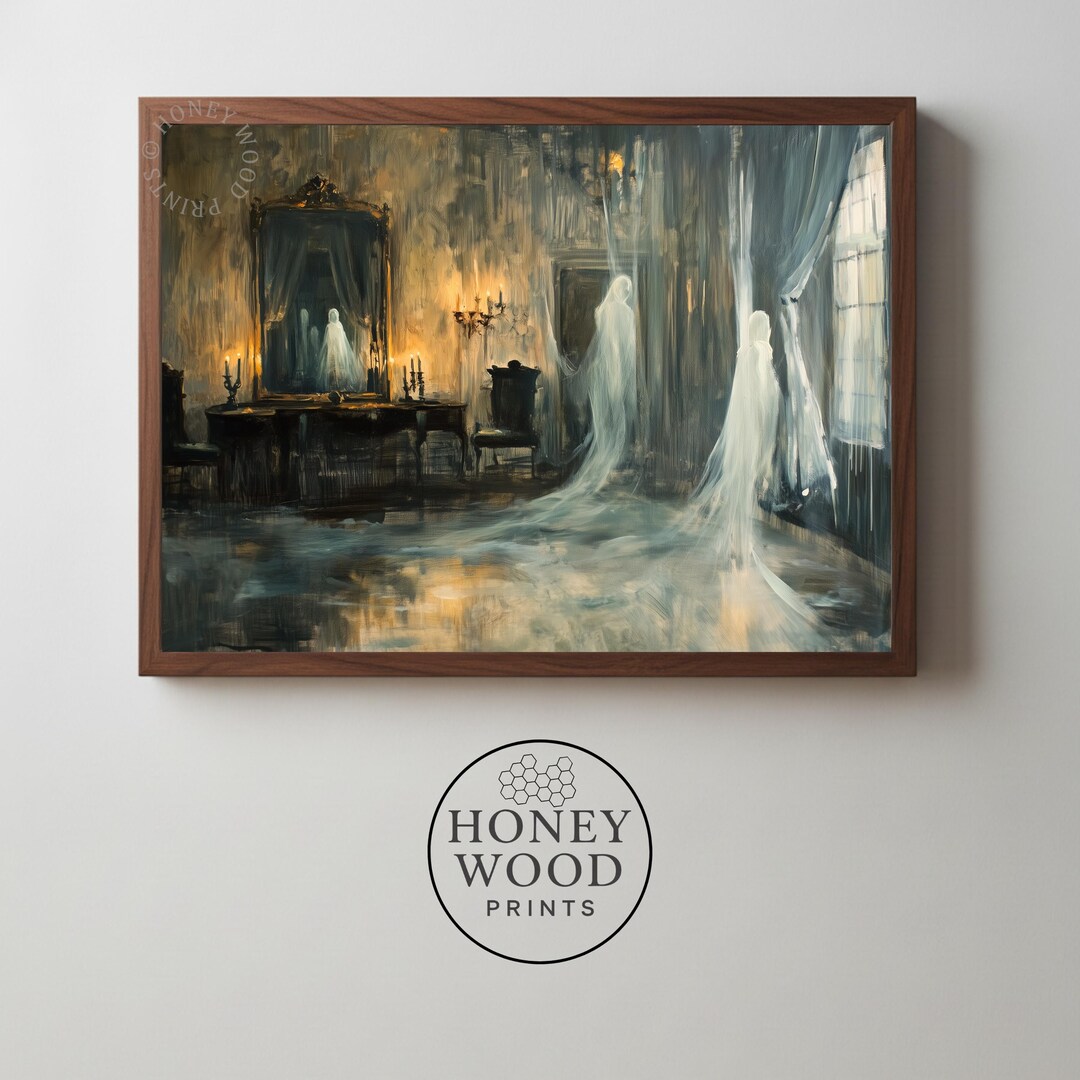 Spooky Printable Victorian Parlor Ghosts Art - Vintage Gothic Wall ...