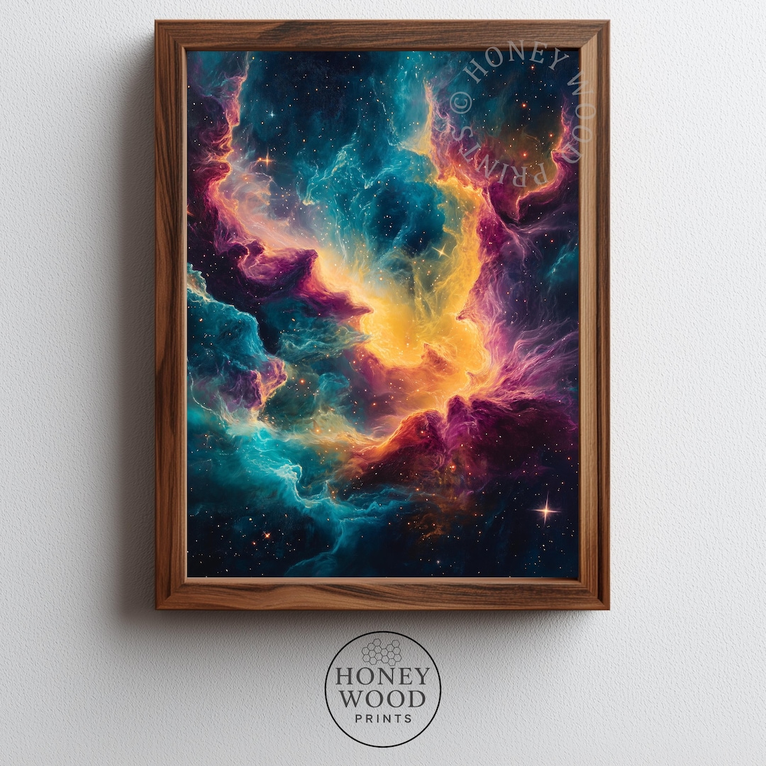 Vibrant Stellar Cluster - Cosmic Nebula Painting, Celestial Space Art ...