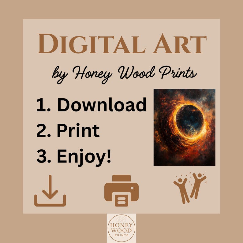 Moody Cosmic Black Hole Printable - Dramatic Space Art, Celestial Sci ...