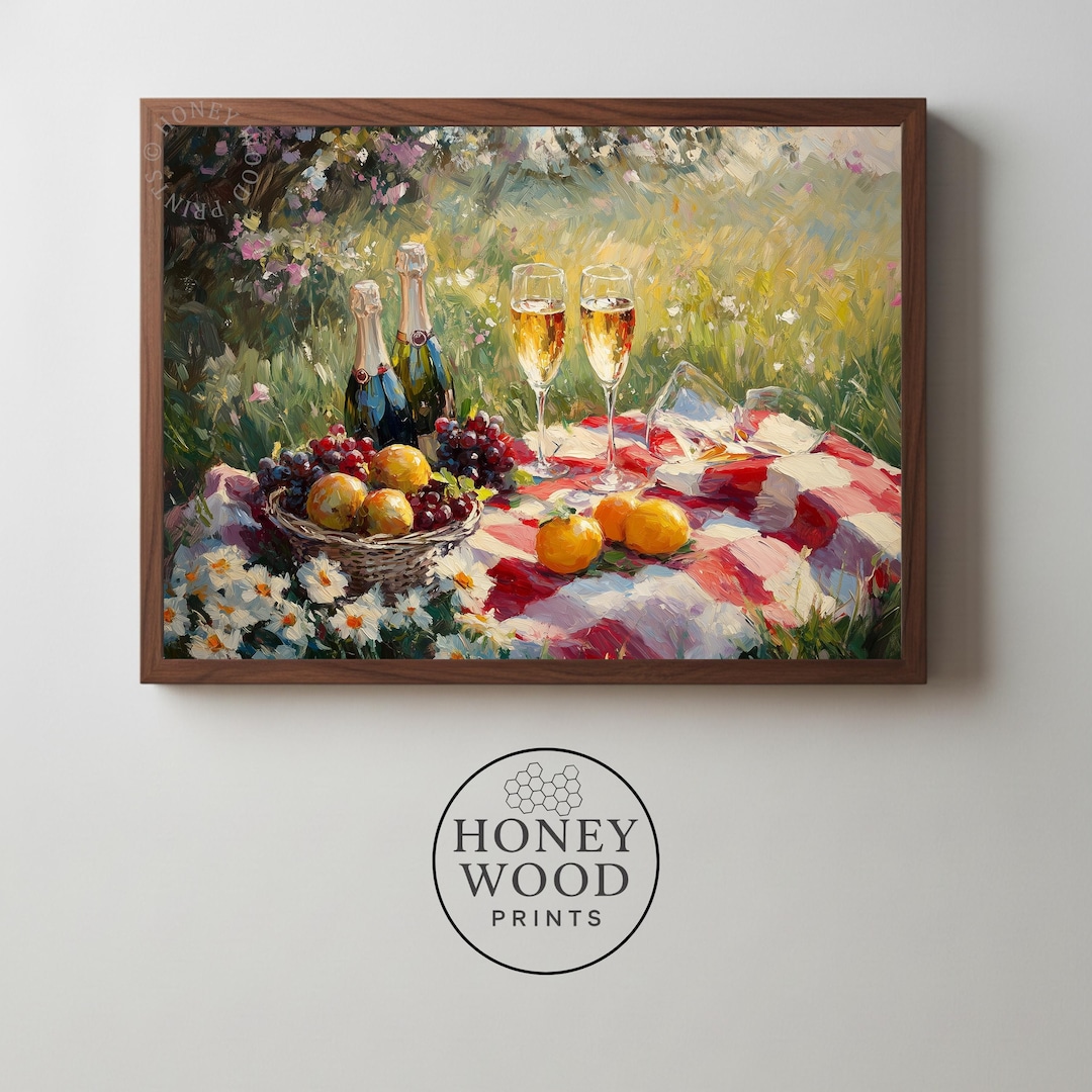 Spring Picnic Printable Painting - Cottagecore Romantic Scene ...