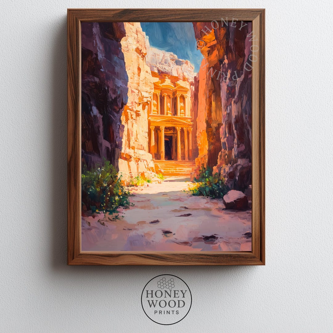 Printable Petra's Treasury Painting - Historic Landmark, Dramatic ...