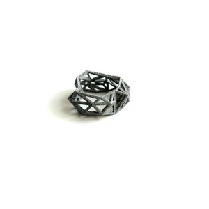 Modern Gray 3D Printed Geometric Ring - Triangulated Ring. Triangle ...