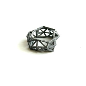 Modern Gray 3D Printed Geometric Ring - Triangulated Ring. Triangle ...