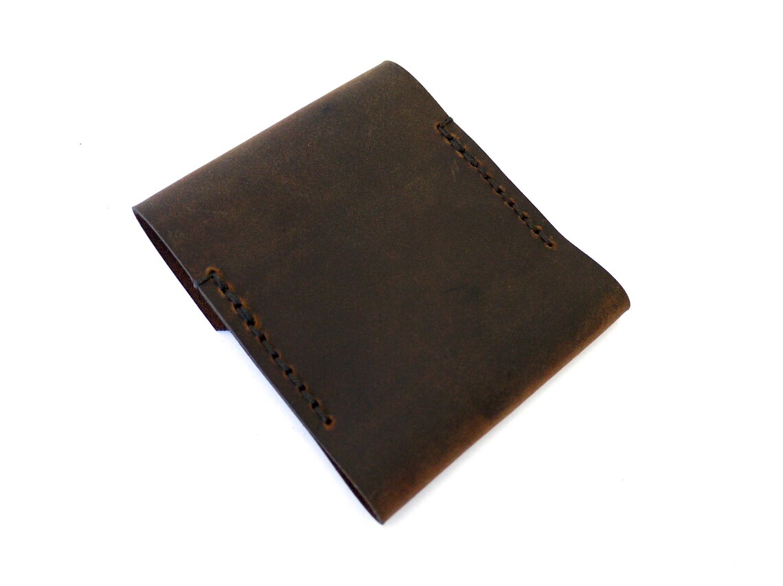 Personalized Minimal Snap Wallet in Brown Distressed Leather | Etsy