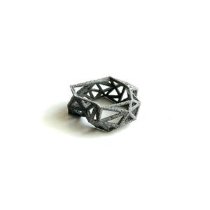 Modern Gray 3D Printed Geometric Ring - Triangulated Ring. Triangle ...