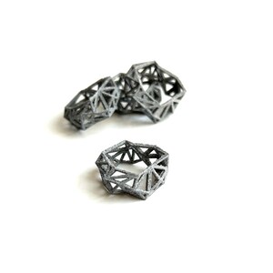 Modern Gray 3D Printed Geometric Ring - Triangulated Ring. Triangle ...