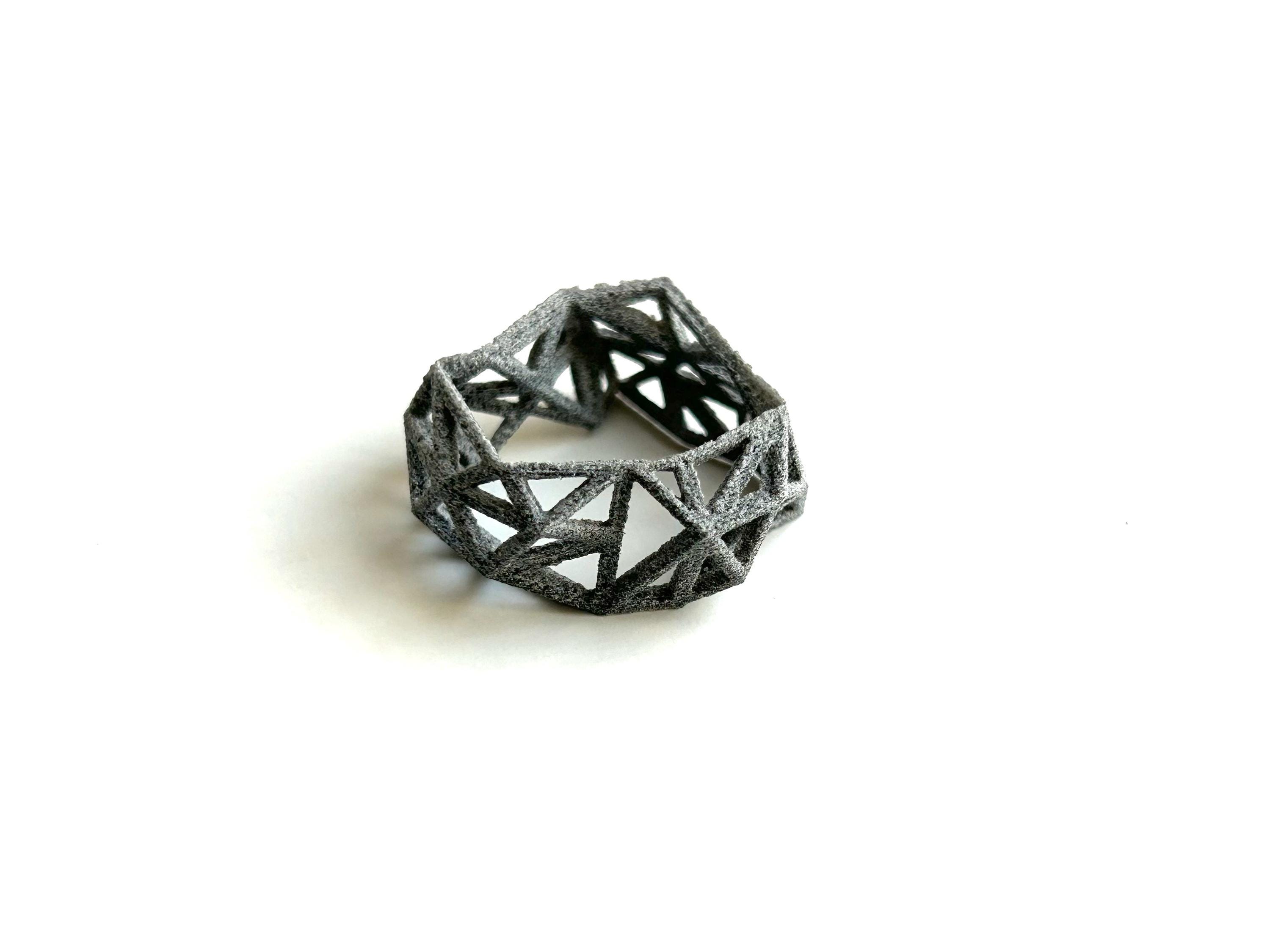 Gray 3D Printed Geometric Ring: Modern Triangle Jewelry - Etsy