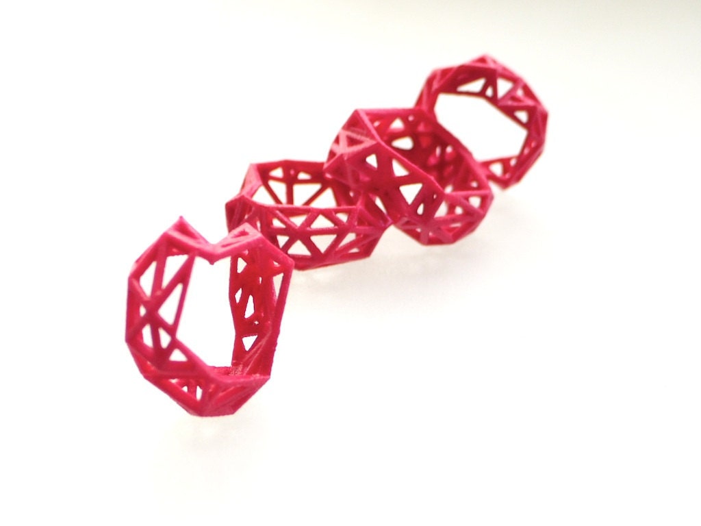3d printed geometric ring Triangulated Ring in Pink. | Etsy