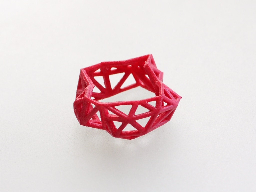 3d printed geometric ring Triangulated Ring in Pink. | Etsy