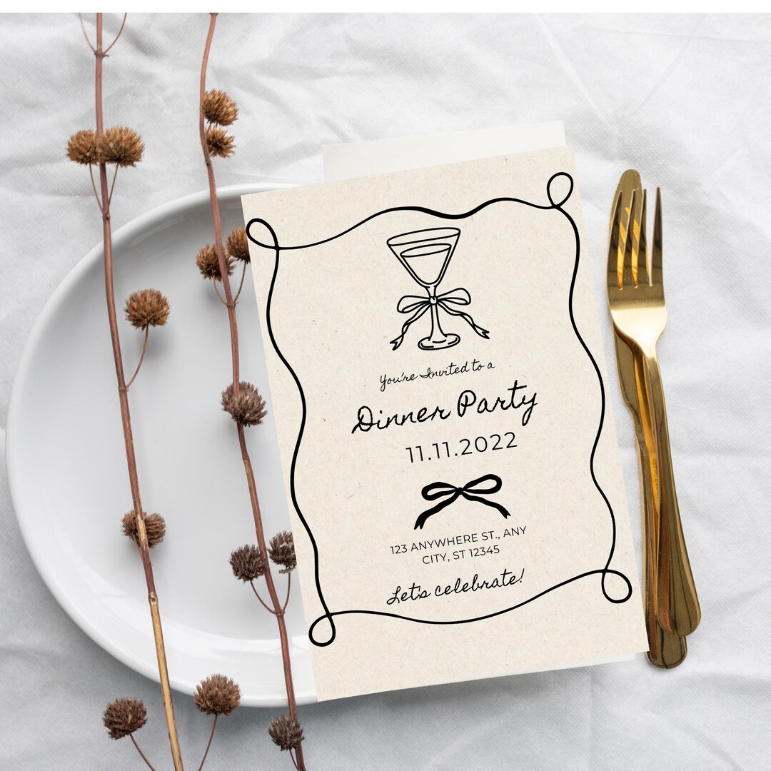 Elegant Dinner Party Invitation Template | Editable Canva Invite ...