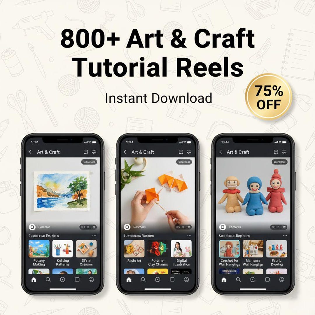 800+ Art & Craft Tutorial Reels | DIY Video Bundle (digital Download ...