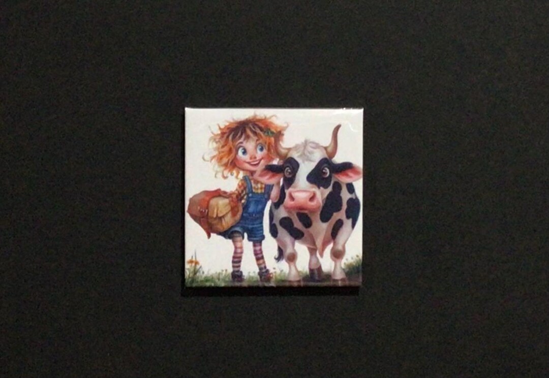 Quirky Cow Girl Magnets 2.5 X 2.5 Inch | Dairy Cows | Farm Girl ...