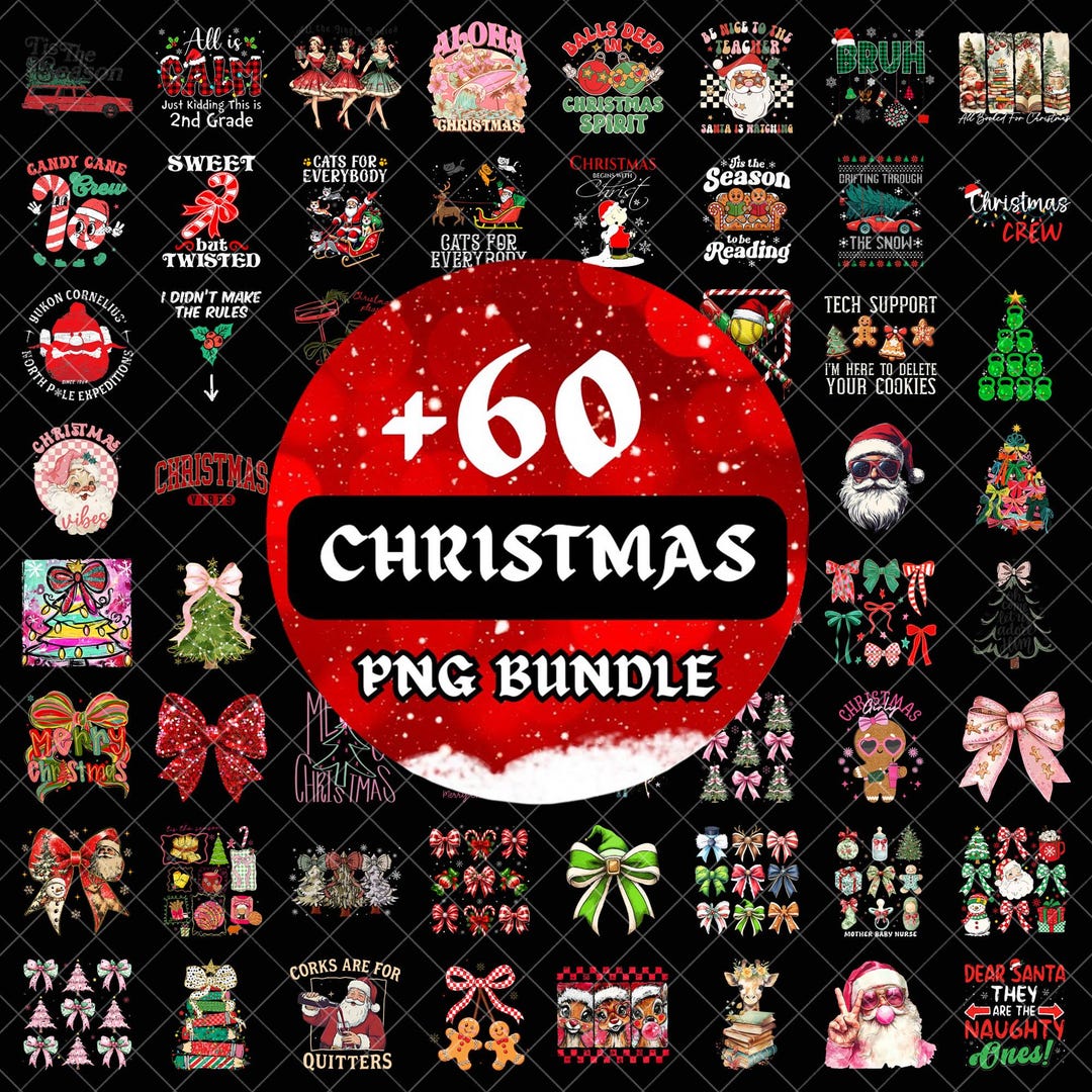 40+ Retro Christmas Bundle Png, Merry Christmas Png, Christmas Png ...
