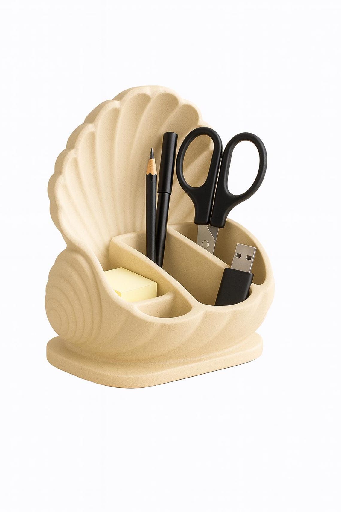 Seashell Desk Organizer – Minimalist Pen Holder, Makeup Brush Stand ...