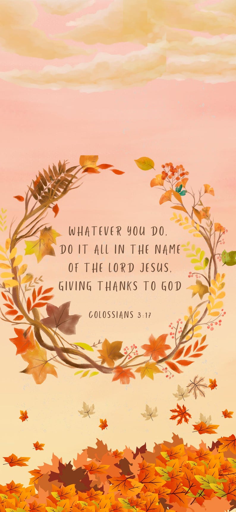 Fall Bible Verse iPhone Wallpaper | Thanksgiving Scripture (digital ...