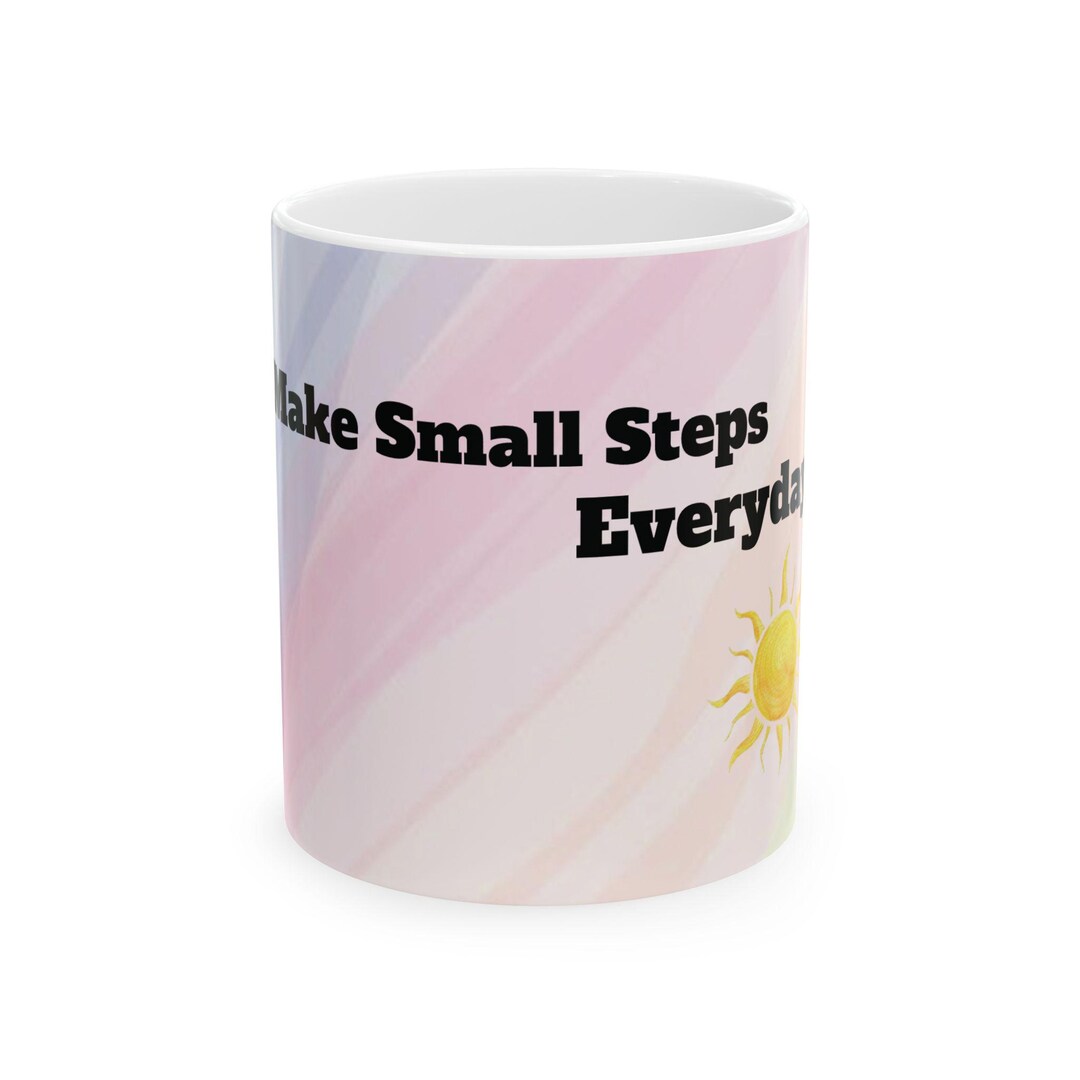 Make Small Steps Everyday Mug | Pastel Stripes, Sun Illustration - Etsy