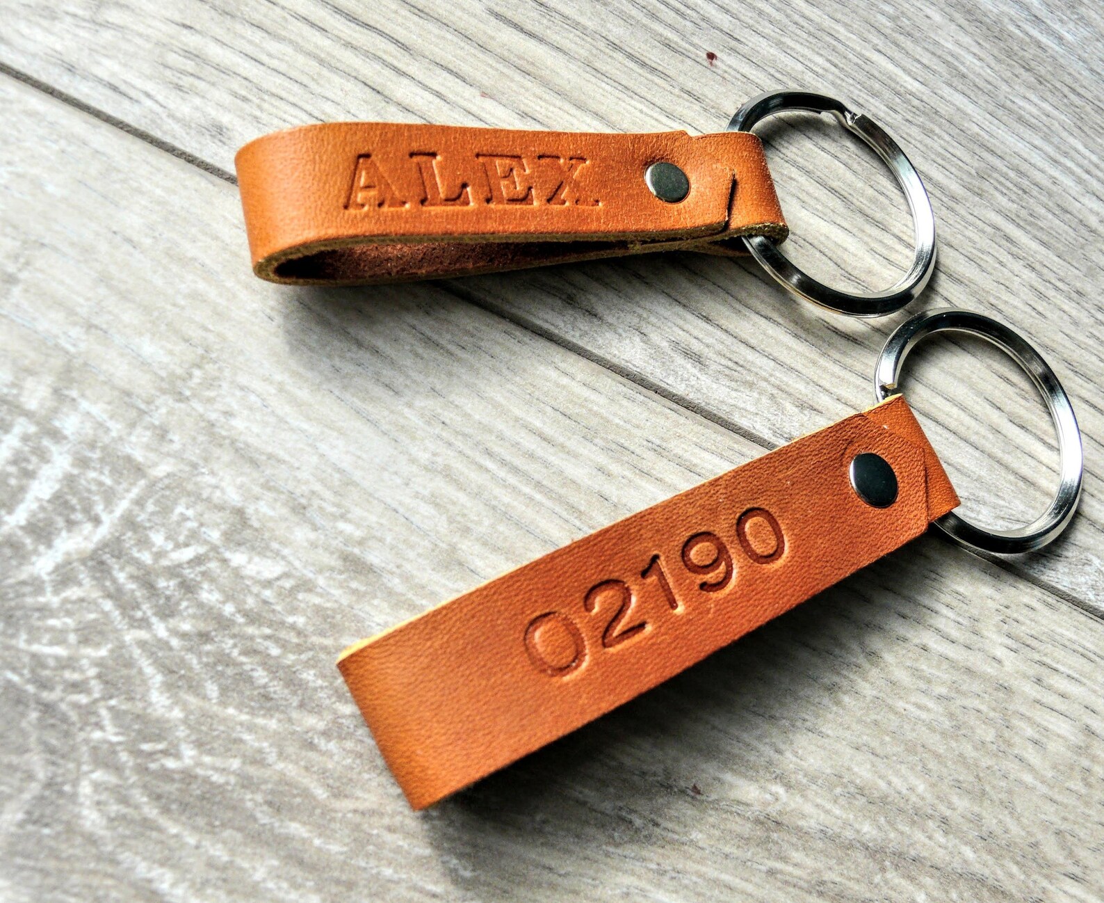 Key Fob Personalized Leather Key Fob Hand Stamped - Etsy