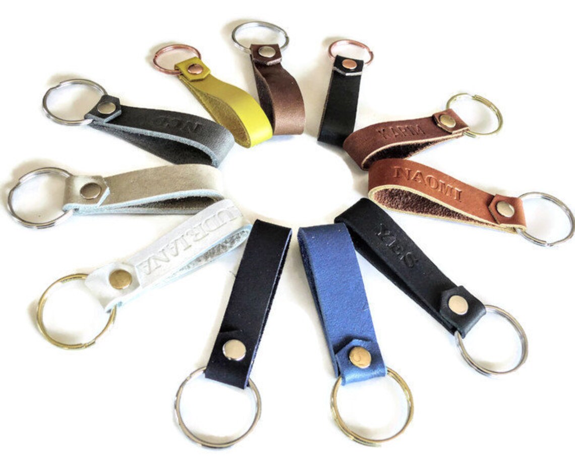Key Fob Personalized Leather Key Fob Hand Stamped - Etsy
