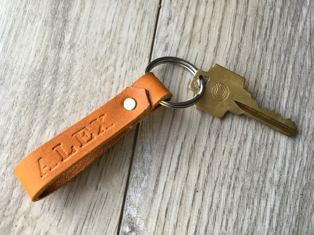 Key Fob, Personalized Leather Key Fob, Hand Stamped Personalized ...