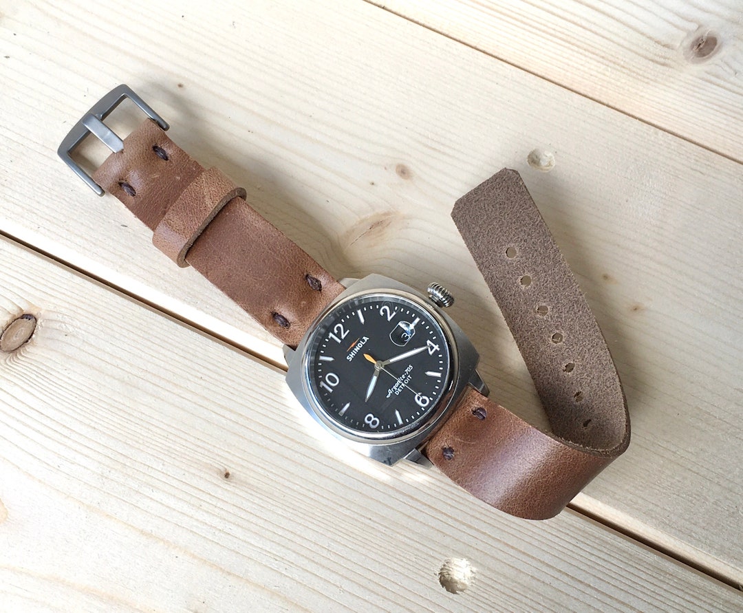 Horween Chromexcel Leather Watch Strap Natural Brown Leather 16mm 18mm ...