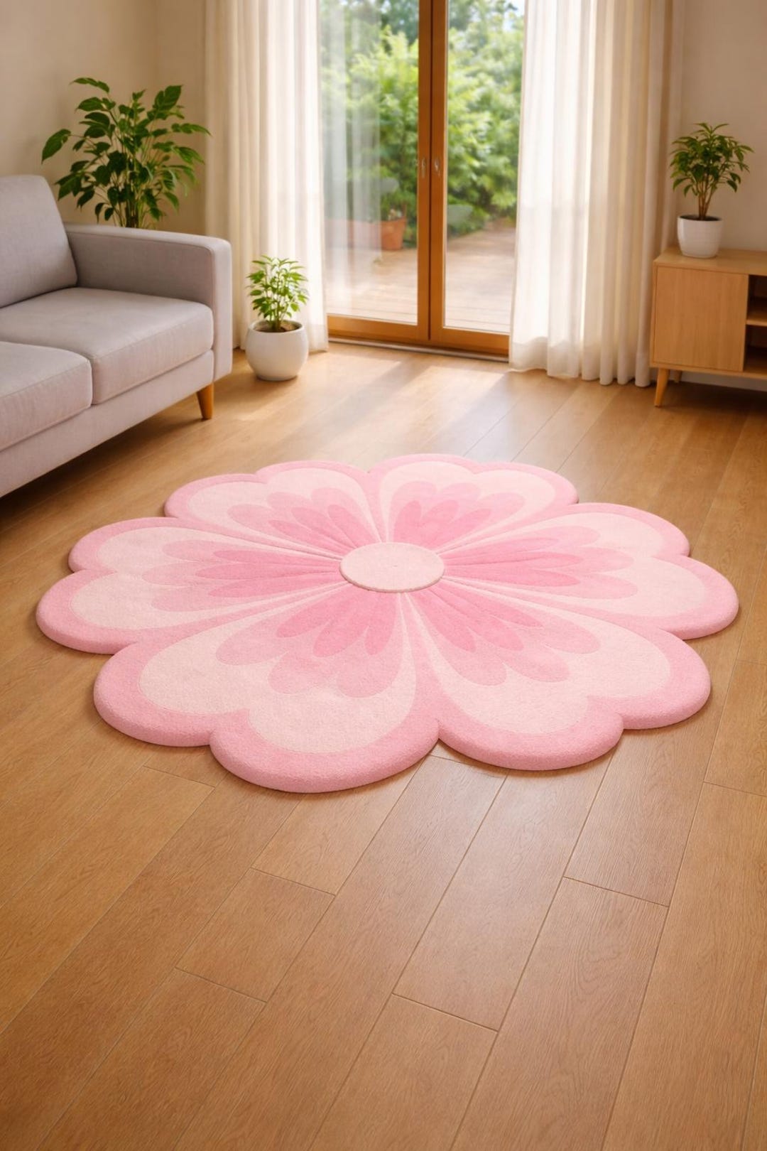 Pink Bloom Flower Tufted Rug Soft Petal-shaped Rug - Etsy
