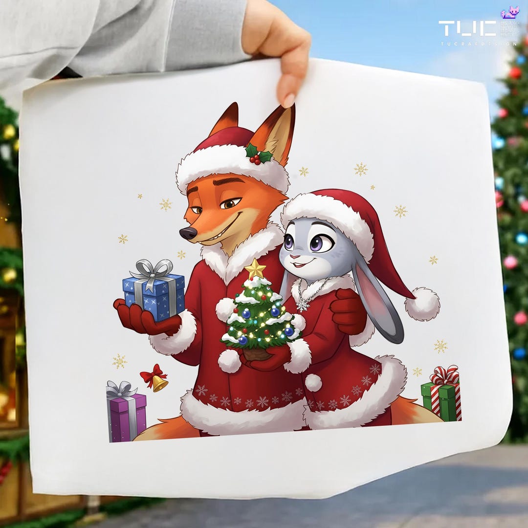 Zootopia Christmas PNG, Nick & Judy Santa Suit PNG, Cute Holiday ...