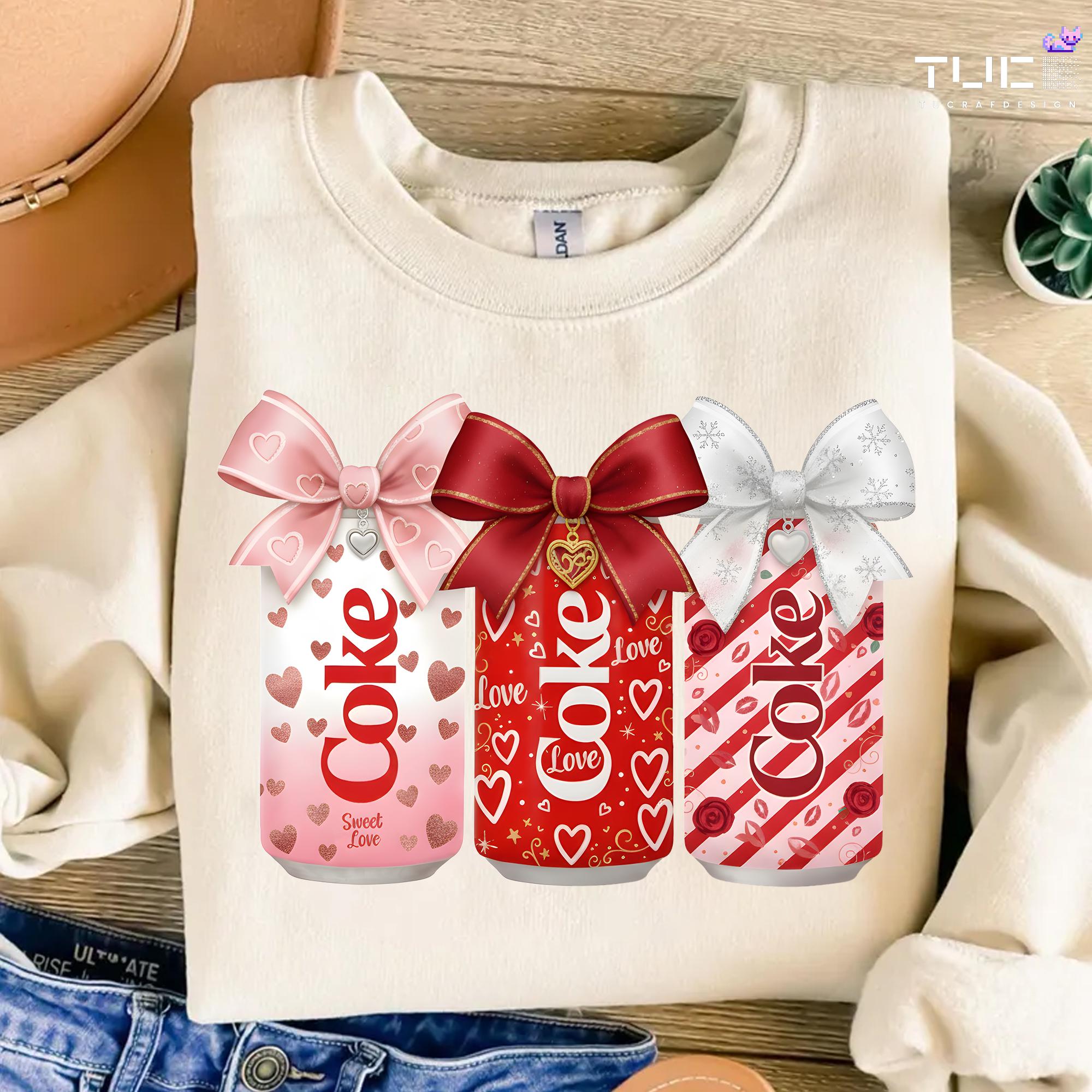 Retro Coke Valentine Soda Png: Cute Valentine Day Png, Coqutte Bow ...
