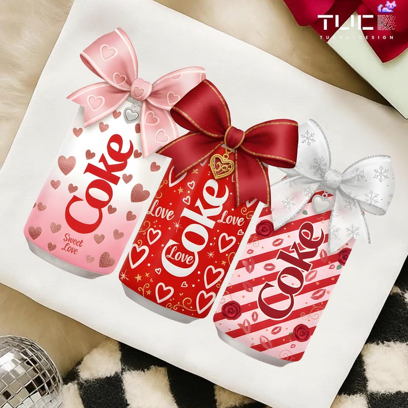 Retro Coke Valentine Soda Png: Cute Valentine Day Png, Coqutte Bow ...