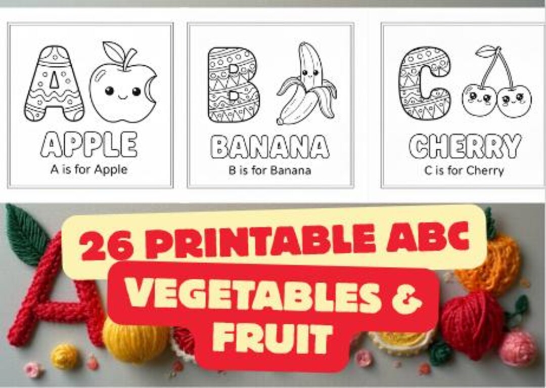 Learn ABC With Vegetables and Fruits - Etsy