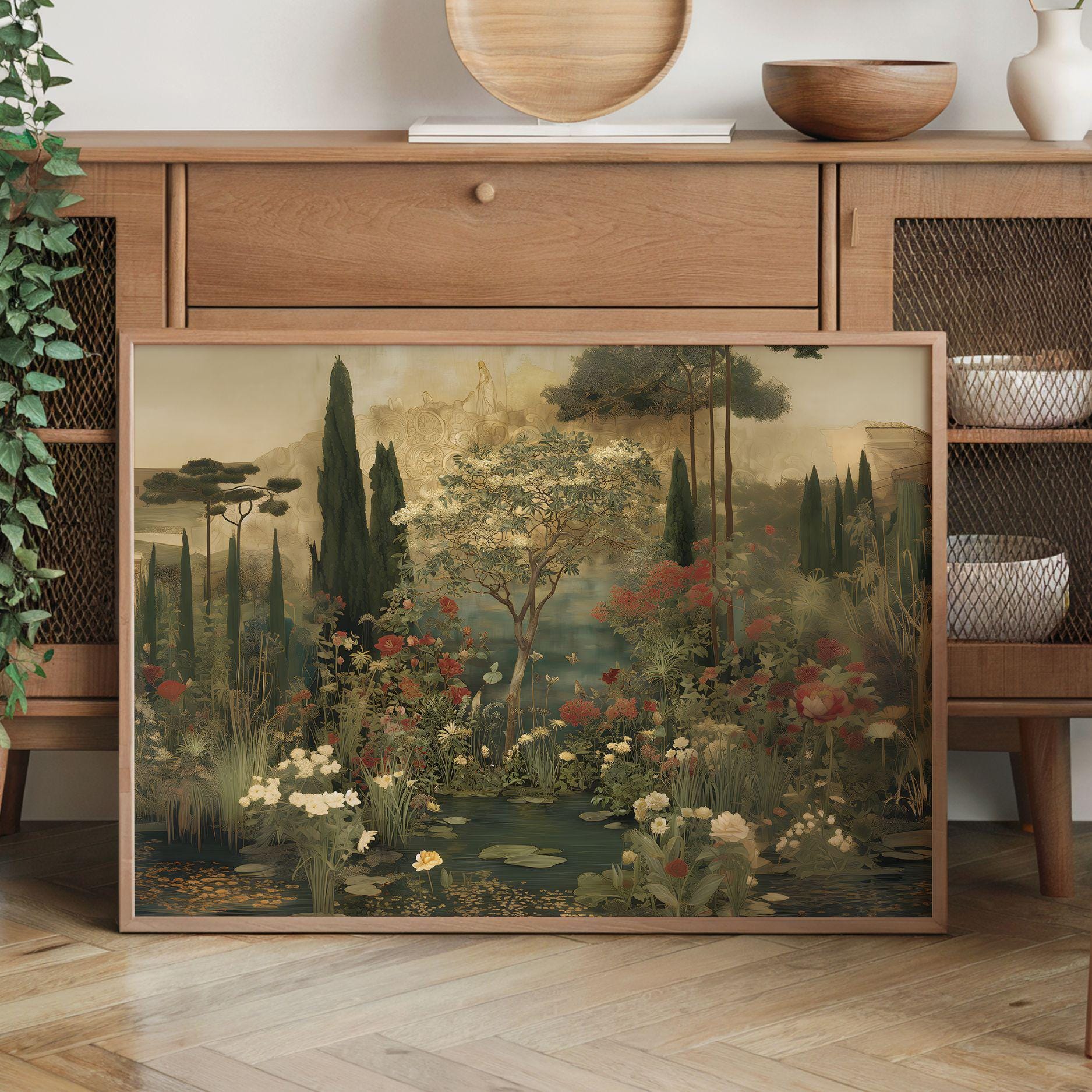 William Morris Inspired Garden Landscape Wall Art Arts and Crafts Print ...