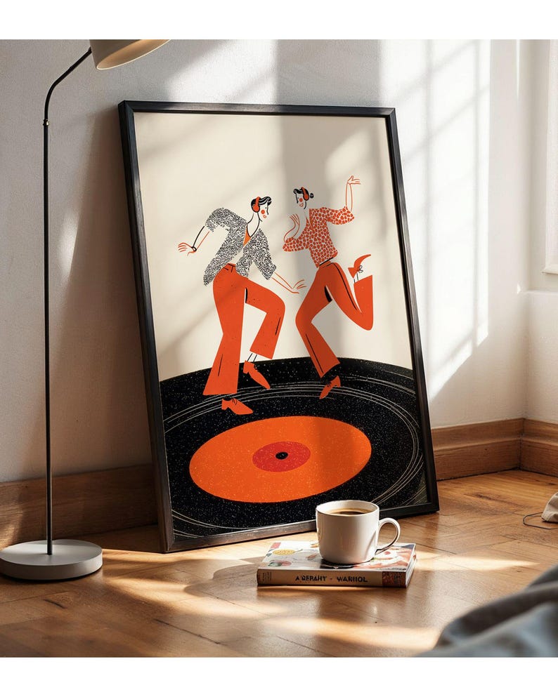 Dancing Couple Print Art Retro Vinyl Record Poster Modern Music ...